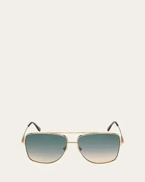 TOM FORD TOM FORD Reggie Metal Aviator Sunglasses Shiny Rose Gold