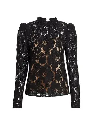 WAYF Wayf Emma Lace Blouse - Black