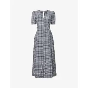 Whistles Tabitha Check-print Stretch-cotton Midi Dress