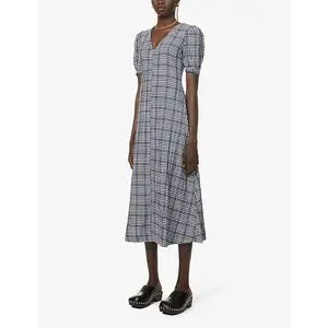 Whistles Tabitha Check-print Stretch-cotton Midi Dress