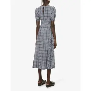 Whistles Tabitha Check-print Stretch-cotton Midi Dress