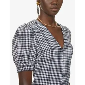 Whistles Tabitha Check-print Stretch-cotton Midi Dress