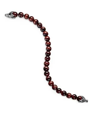 David Yurman Spiritual Beads Bracelet With Red Tiger's Eye - Silver/red