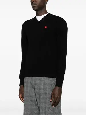 Play Comme Des Garcon Logo-patch Wool Jumper - Black