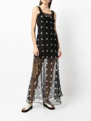 SIR. Sheer-overlay Polka-dot Dress