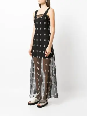 SIR. Sheer-overlay Polka-dot Dress