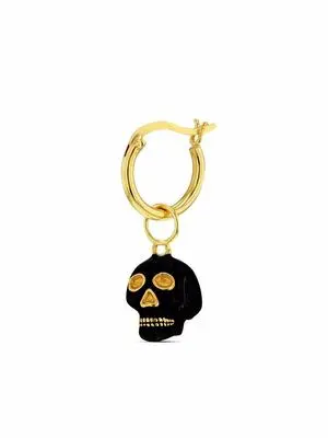 TRUE ROCKS Skull Hoop Earring - Black