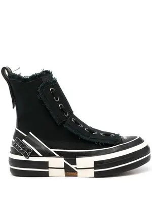Y’s Frayed-trimmed High-top Sneakers - Black