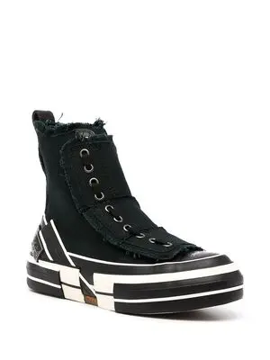 Y’s Frayed-trimmed High-top Sneakers - Black