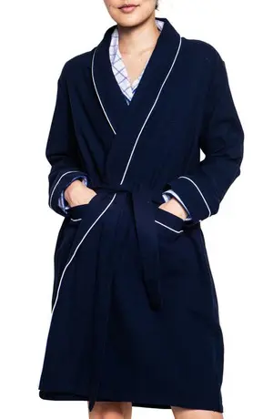 PETITE PLUME Cotton Flannel Robe - Navy