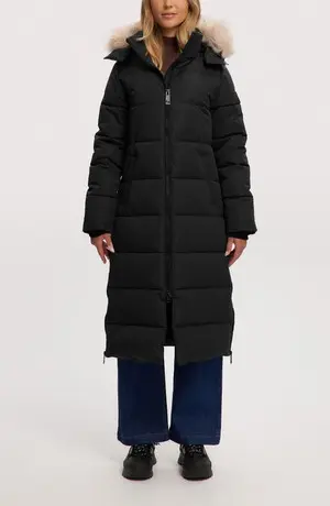 NOIZE Winter Long Parka With Faux Fur Trim