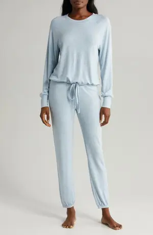 UGG Gable Brushed Drawstring Pullover & Joggers Lounge Set - Blue Multi Heather