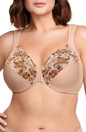 GLAMORISE Wonderwire® Front Close Underwire Bra - Cafe Print