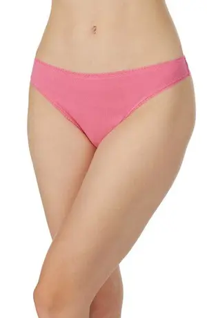 ON GOSSAMER Cabana Stretch Cotton Thong Azalea Pink