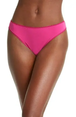 ON GOSSAMER Cabana Stretch Cotton Thong Deep Magenta
