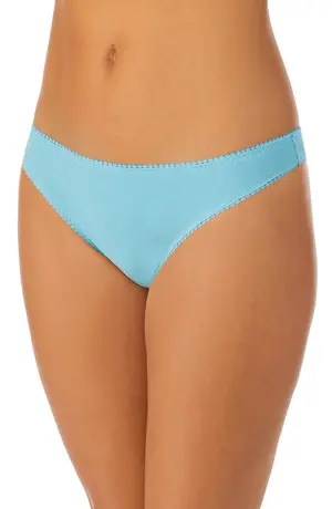 ON GOSSAMER Cabana Stretch Cotton Thong Turquoise Sea