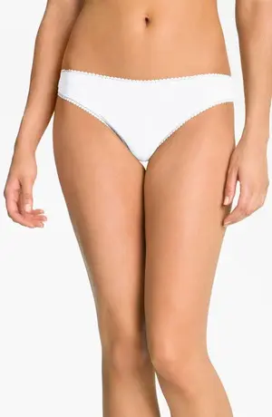 ON GOSSAMER Cabana Stretch Cotton Thong - White