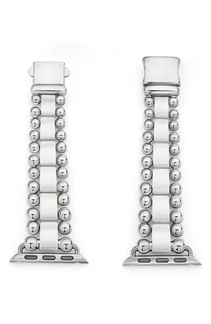 Lagos Smart Caviar White Ceramic & Stainless Steel Apple Watch® Band 20mm - Silver/white