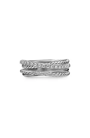 David Yurman Crossover Ring With Diamonds - Silver/diamond