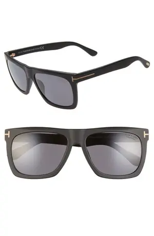 TOM FORD Morgan 57mm Polarized Sunglasses In Matte Black/smoke At Nordstrom Matte Black/ Smoke