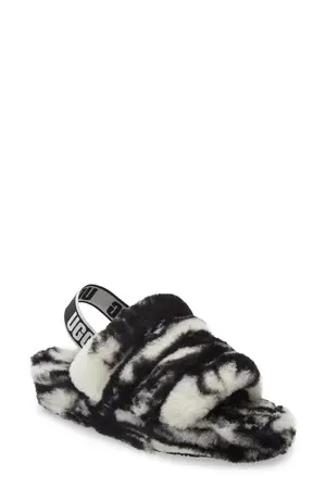 UGG Fluff Yeah Slingback Sandal Black/ Black/ Black