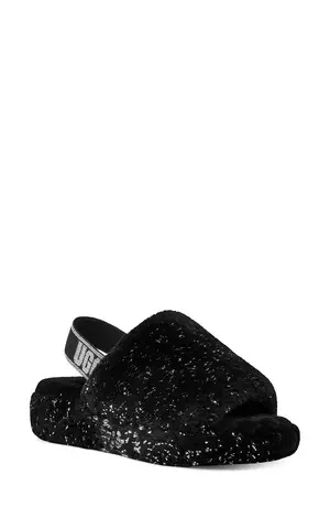 UGG Fluff Yeah Slingback Sandal Black/ Black