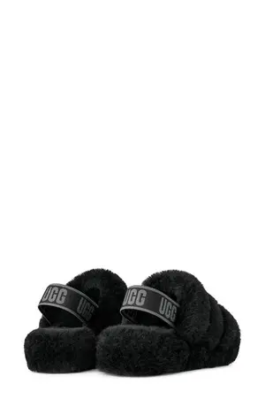UGG Fluff Yeah Slingback Sandal - Black/dark Shadow
