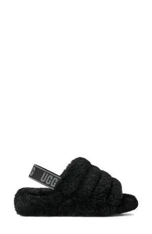 UGG Fluff Yeah Slingback Sandal - Black/dark Shadow