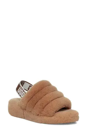UGG UGG Fluff Yeah Genuine Shearling Slingback Sandal Chestnut