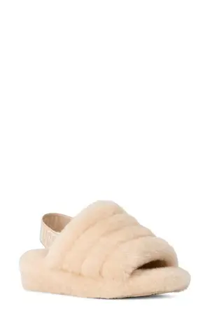 UGG Fluff Yeah Genuine Shearling Slingback Sandal - Ntrl