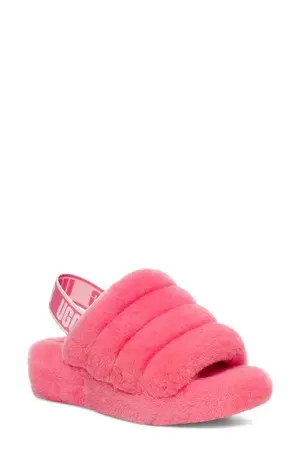 UGG UGG Fluff Yeah Genuine Shearling Slingback Sandal Pink Rose