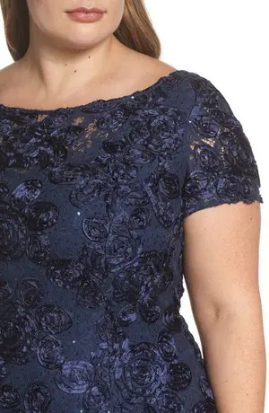 Alex Evenings Rosette Lace A-line Gown
