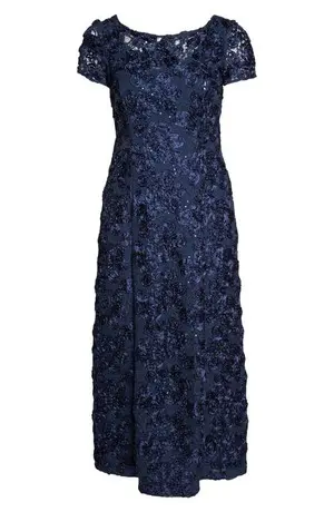 Alex Evenings Rosette Lace A-line Gown