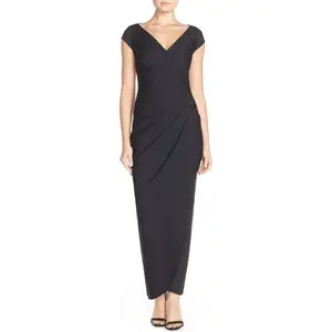 Alex Evenings Contour Collection Embellished Jersey Column Gown - Black