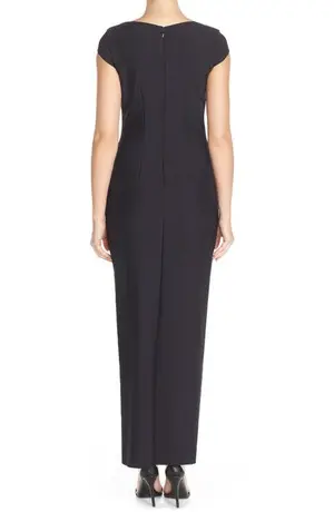 Alex Evenings Contour Collection Embellished Jersey Column Gown - Black
