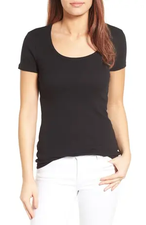 Caslon Short Sleeve Scoop Neck Tee Black