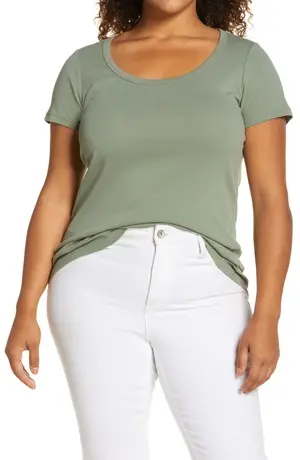 Caslon Short Sleeve Scoop Neck Tee Green Dune