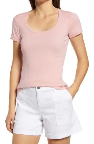 Caslon Short Sleeve Scoop Neck Tee Pink Bride