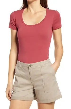 Caslon Short Sleeve Scoop Neck Tee - Red Earth