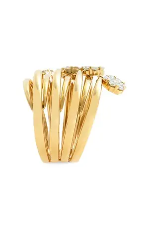 Hueb Flower Charm Stacked Ring - Diamond