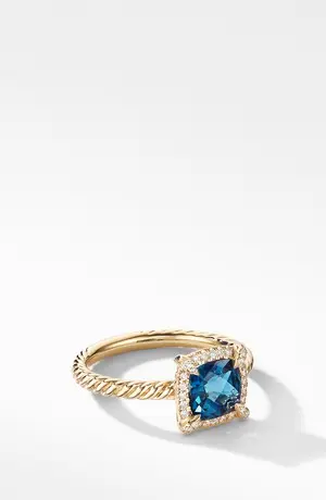 David Yurman Petite Chatelaine® Pavé Bezel Ring - Hampton Blue Topaz