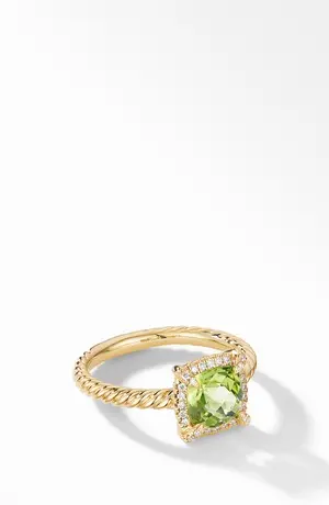 David Yurman David Yurman Petite Chatelaine® Pavé Bezel Ring Peridot