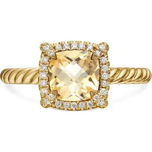 David Yurman David Yurman Petite Chatelaine® Pavé Bezel Ring Yellow Gold/champagne Citrine