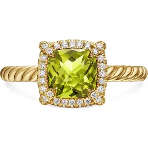 David Yurman David Yurman Petite Chatelaine® Pavé Bezel Ring Yellow Gold/peridot