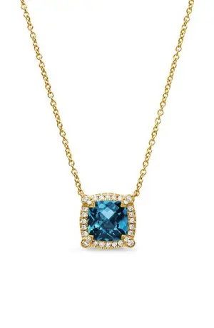 David Yurman Petite Chatelaine® Pavé Bezel Pendant Necklace - Blue Topaz