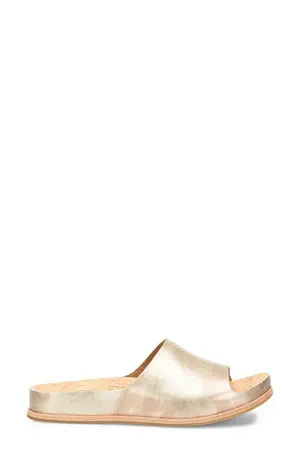 Kork-Ease® Leather Slide Sandal - Light Gold Metallic