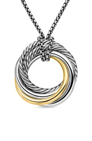 David Yurman Sterling Silver & 14k Yellow Gold Crossover Pendant Necklace - Two Tone