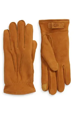 UGG UGG(r) Three-Point Leather Tech Gloves Chestnut
