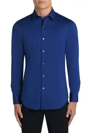 Bugatchi Ooohcotton® Solid Button-up Shirt Night Blue