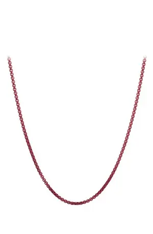 David Yurman David Yurman Box Chain Necklace Silver/ Burgundy